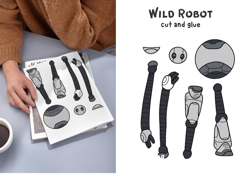 Wild Robot Cut and Glue Scissors Skills Activity for Kids - Etsy