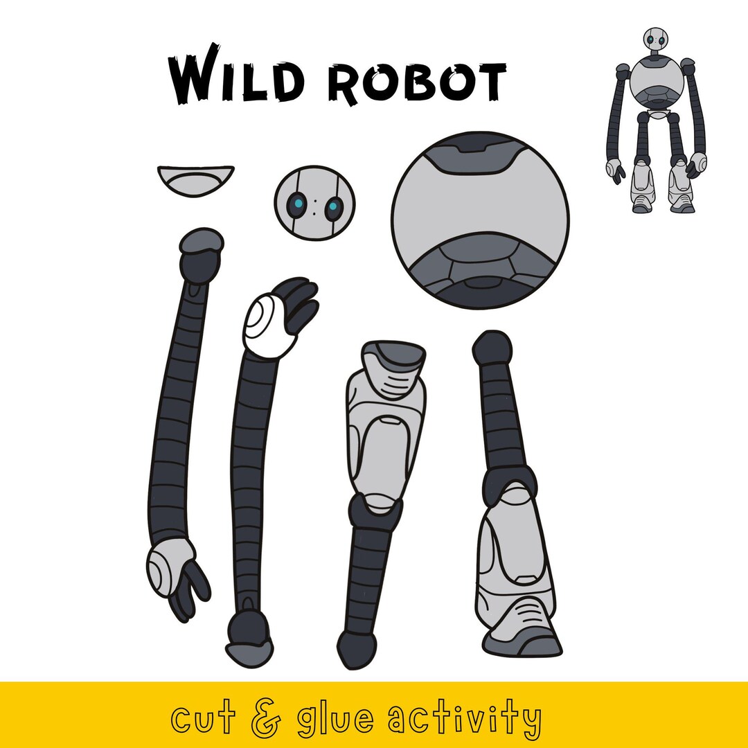 Wild Robot Cut and Glue Scissors Skills Activity for Kids - Etsy
