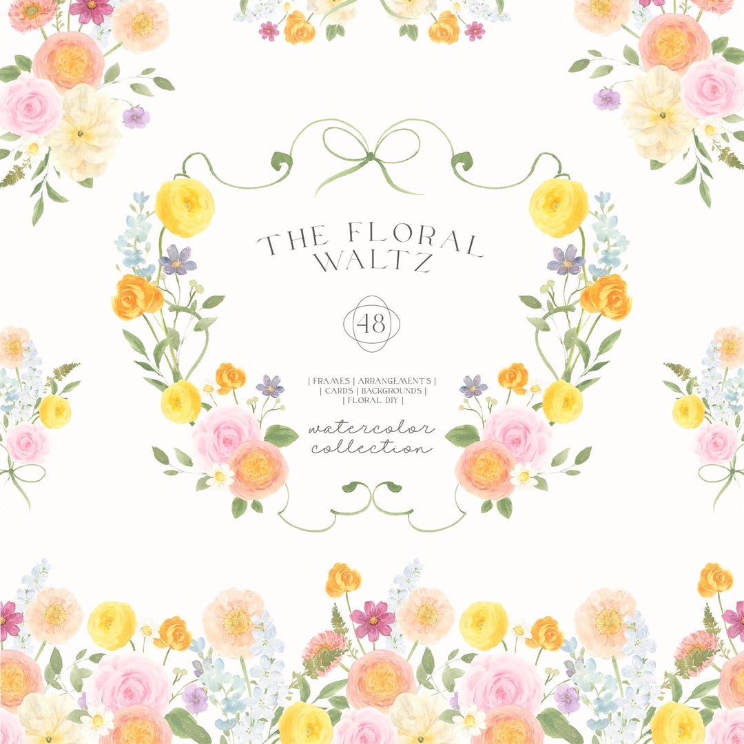 Watercolor Flowers Clipart - Coquette Garden Clipart - the Floral Waltz ...