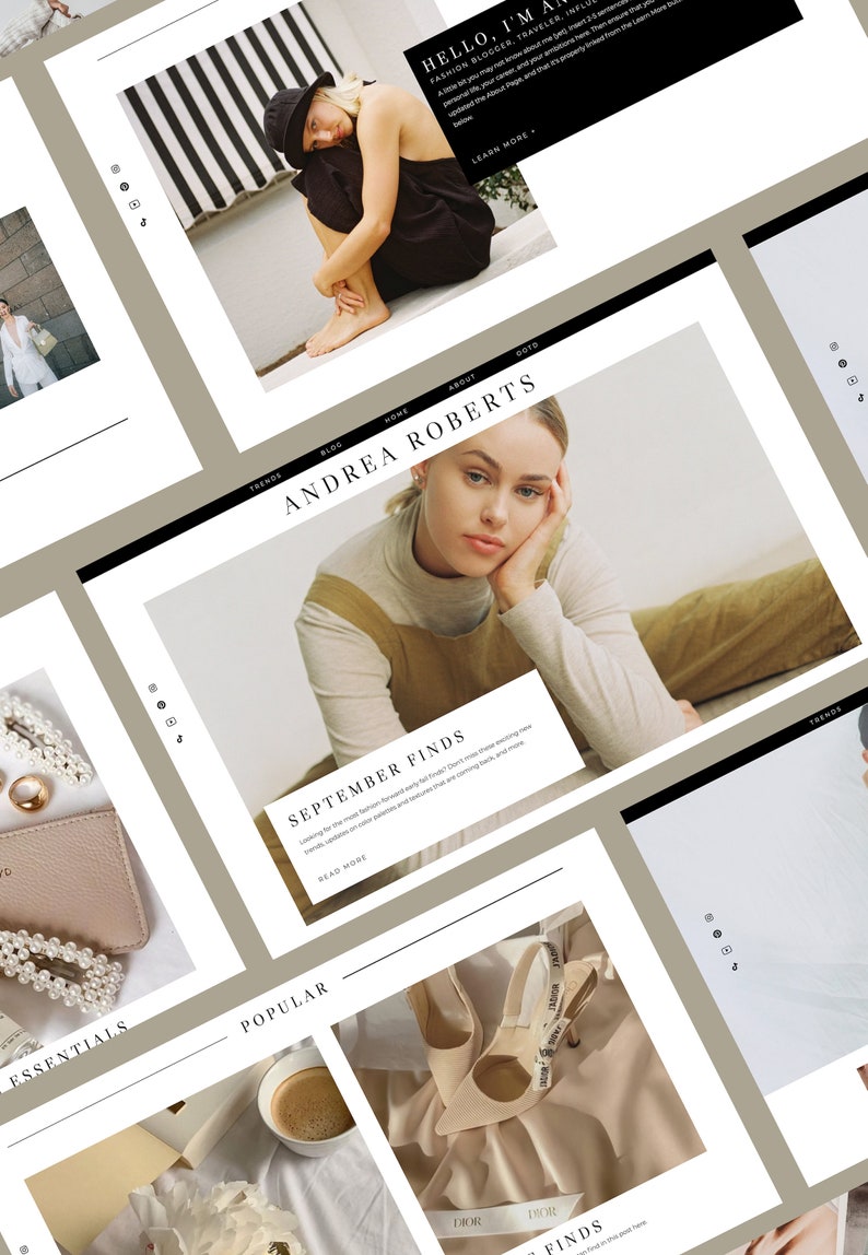 Showit Blogger Template, Fashion Blogger Website Template, Minimalist ...