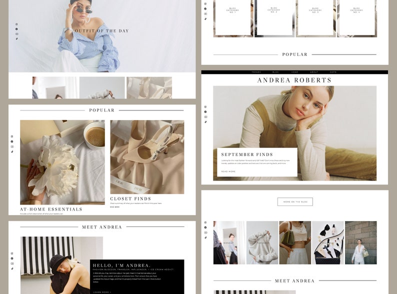 Showit Blogger Template, Fashion Blogger Website Template, Minimalist ...