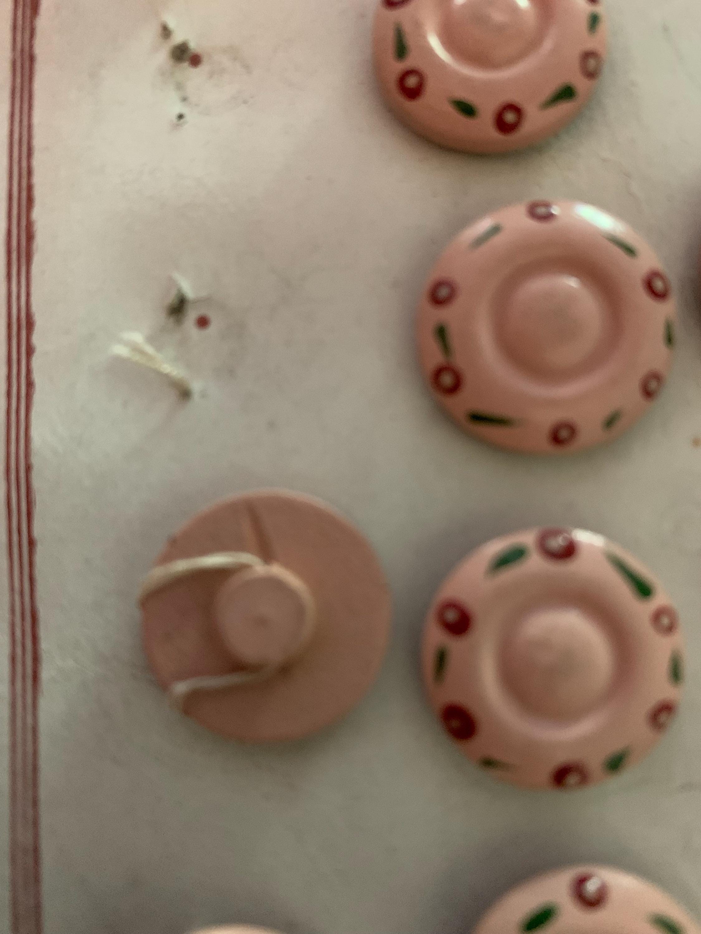 1930s Buttons French Handpainted Dusky Pink X 15 Original Card Wood - Etsy