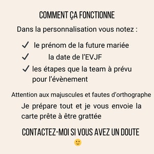 Planning EVJF sous forme de carte à gratter, programme EVJF ...