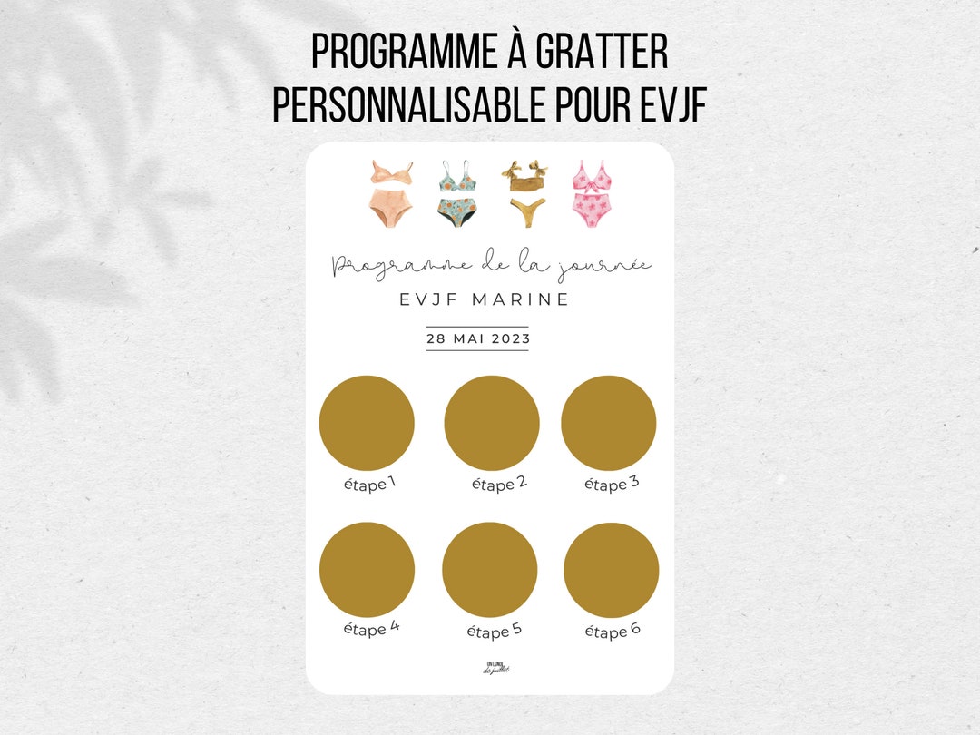 EVJF, EVJF Scratch Card, Customizable EVJF Program, Bachelorette Gift ...
