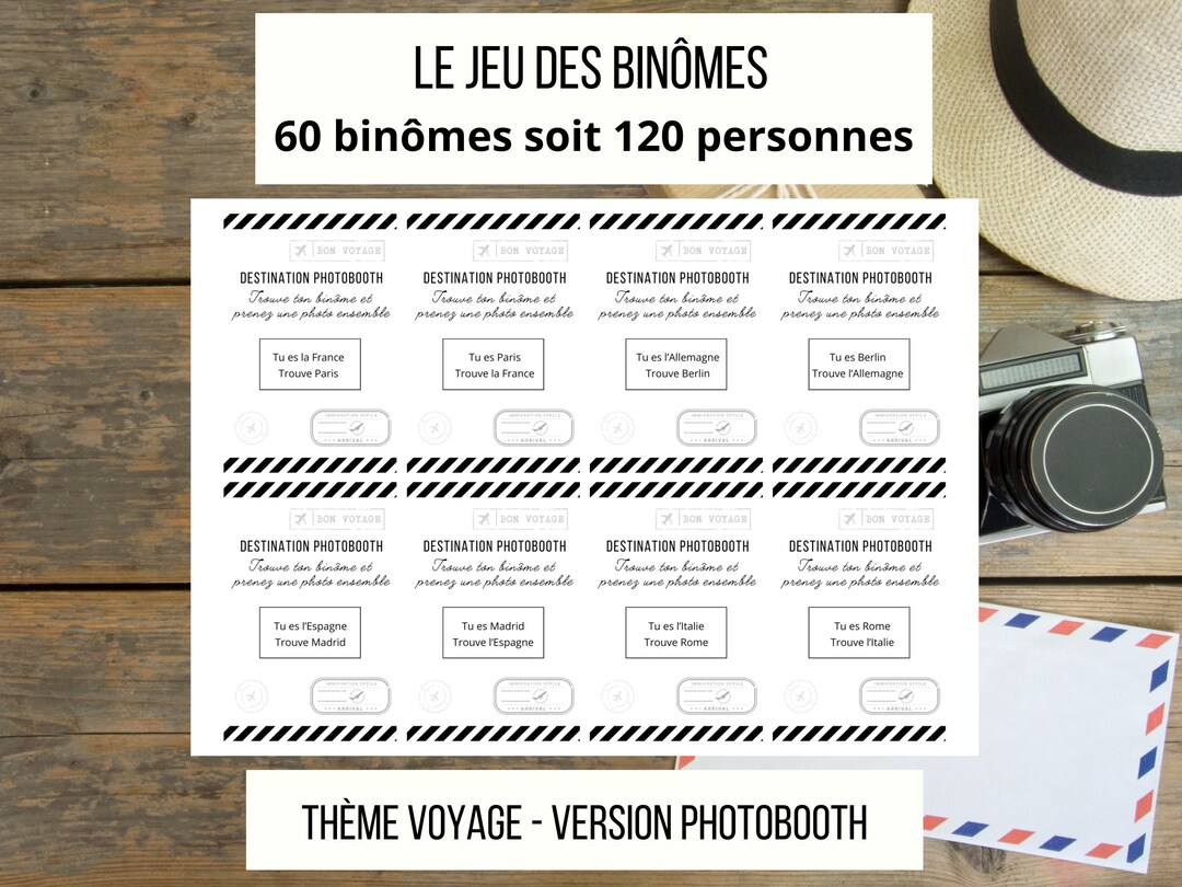 TRAVEL THEME Pairs Game to Download and Print, up to 120 People 60 ...