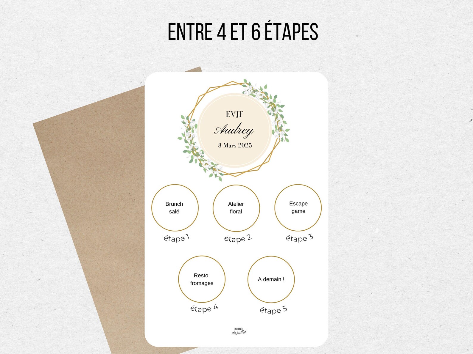 Planning EVJF sous forme de carte à gratter, programme EVJF ...
