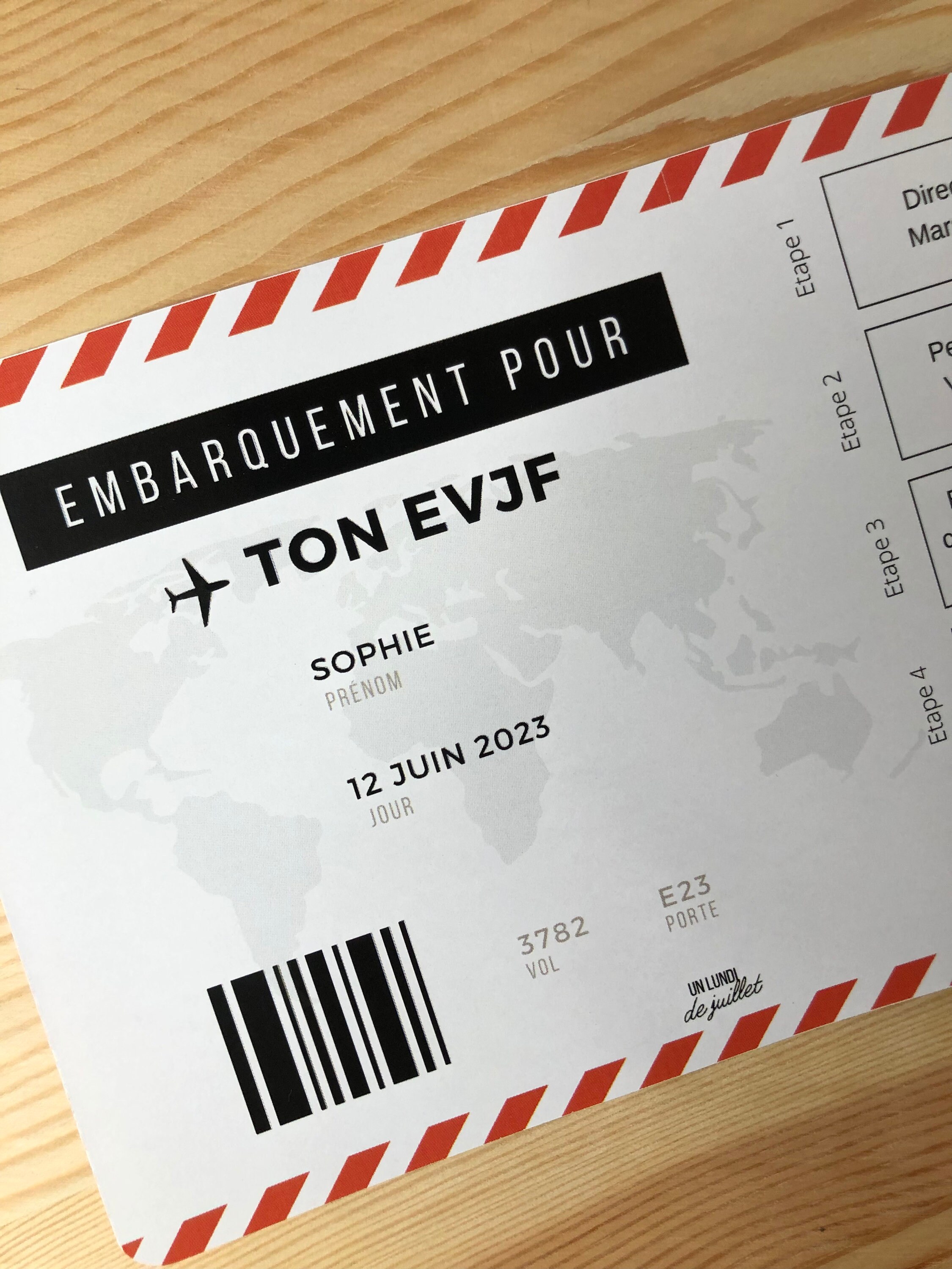 Carte à gratter pour EVJF, programme EVJF, carte personnalisable ...