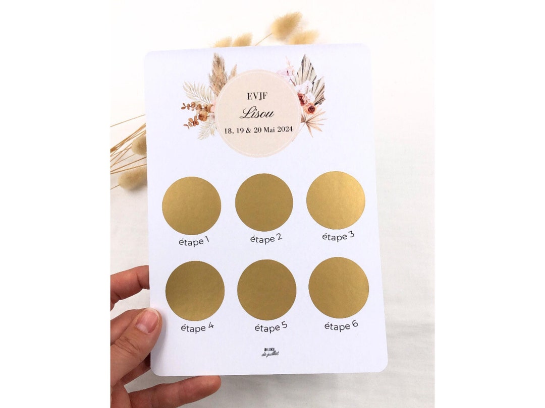EVJF Program in the Form of a Scratch Card, Customizable EVJF Schedule ...