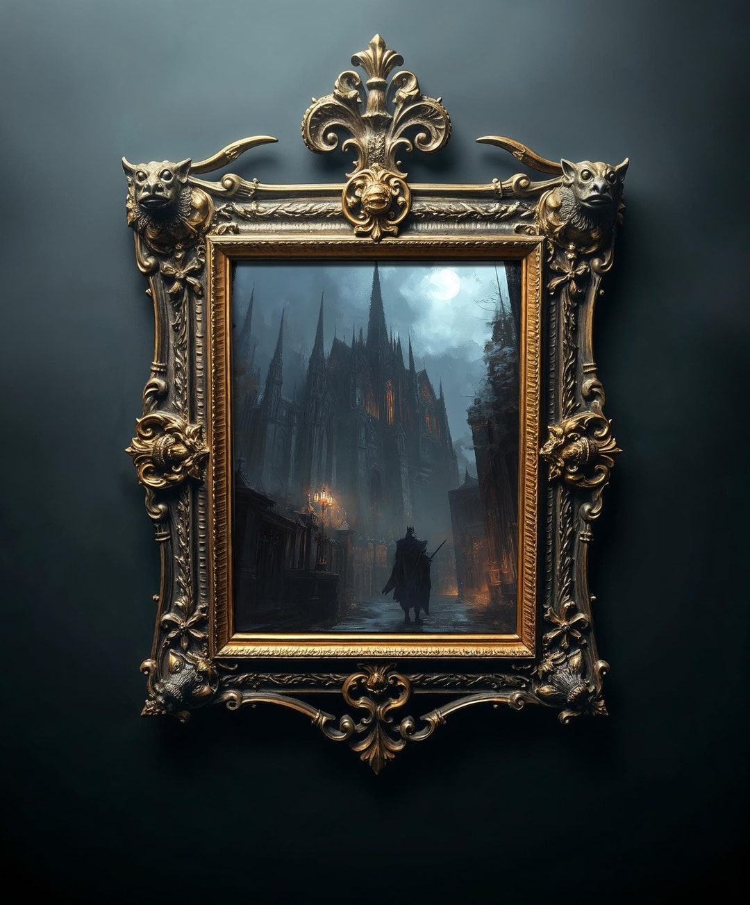 Gothic Knight Oil Painting Print, Printable Vintage Dark Romance Wall ...