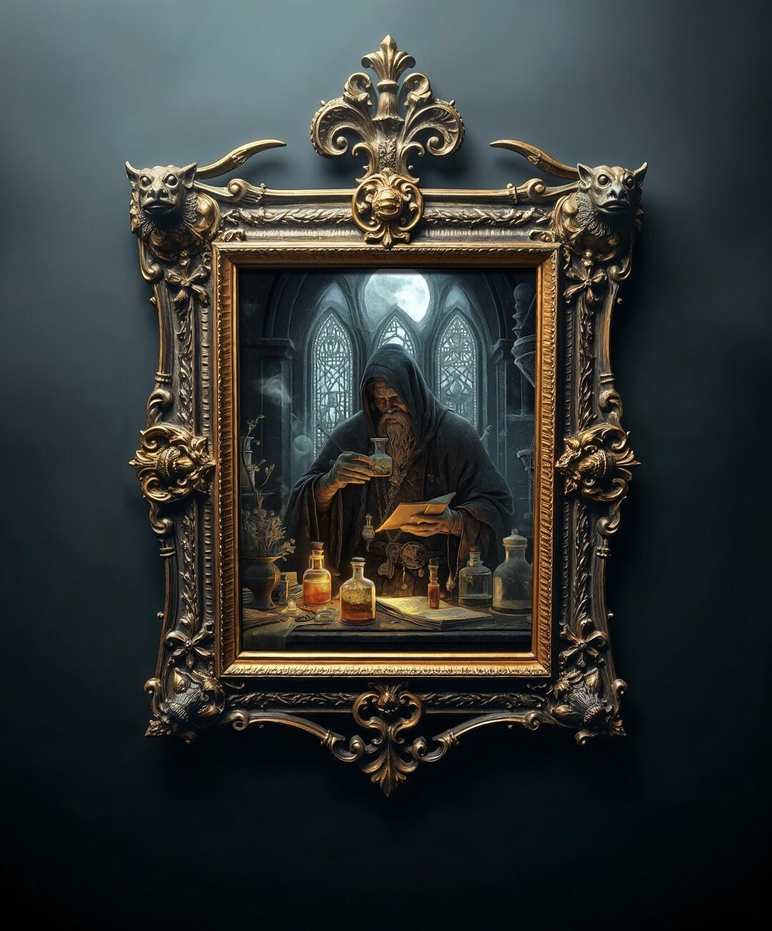 Gothic Alchemist Oil Painting Print, Printable Vintage Dark Romance ...