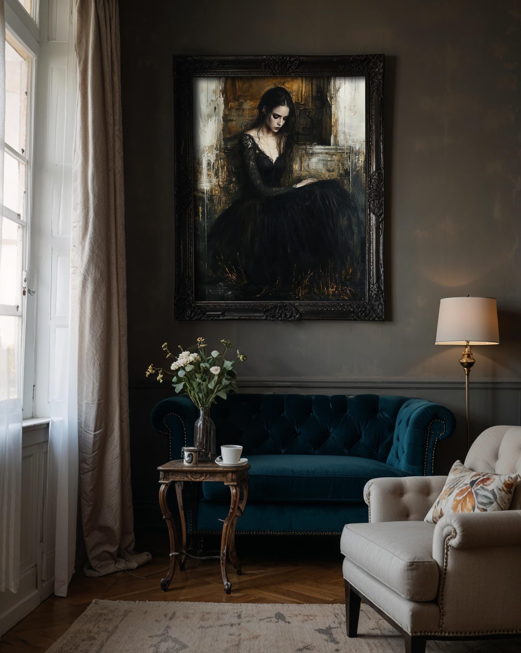 Gothic Glamorous Opera Singer Oil Painting Print, Printable Vintage ...