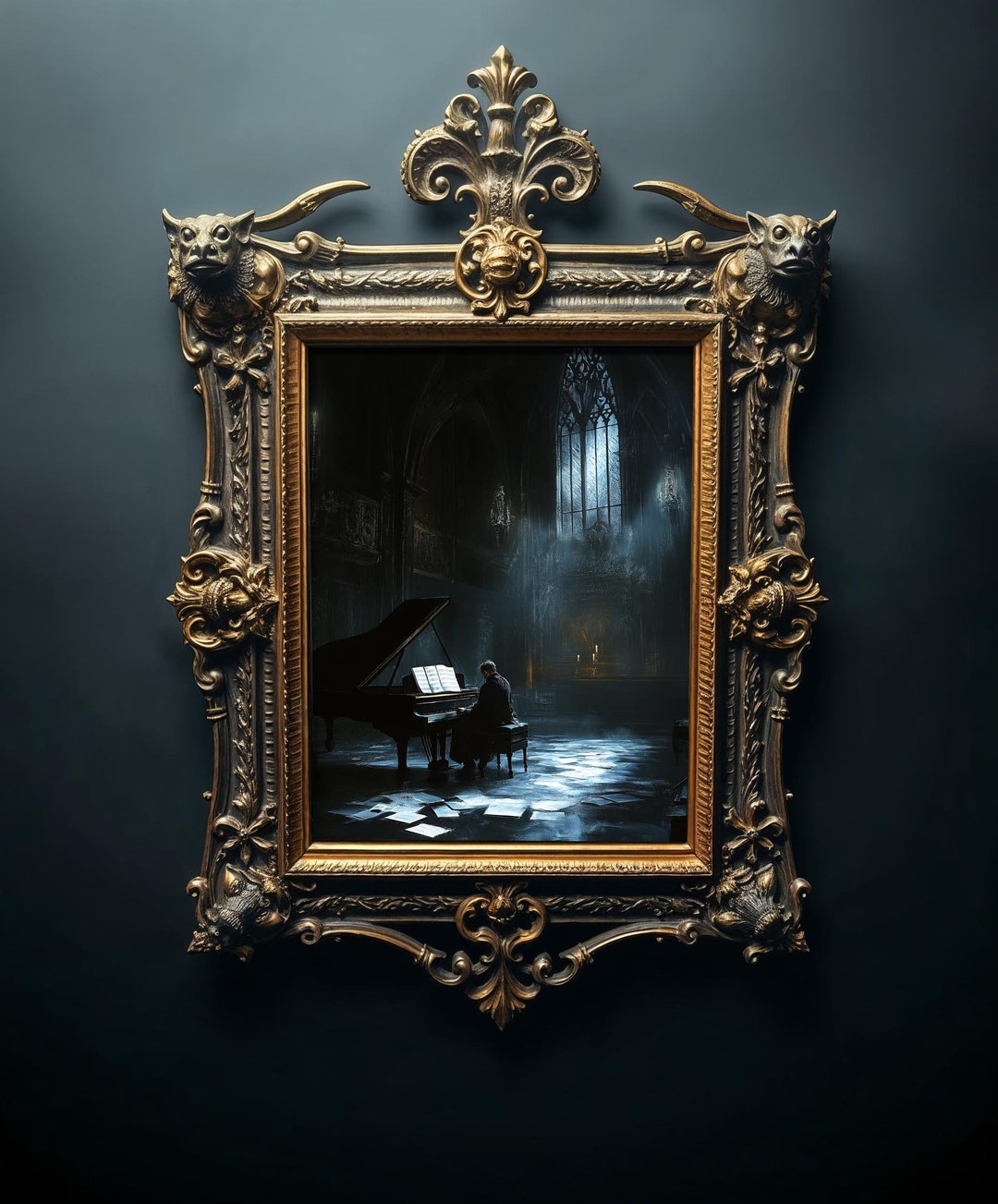 Gothic Composer Playing Piano Oil Painting Print, Printable Vintage ...