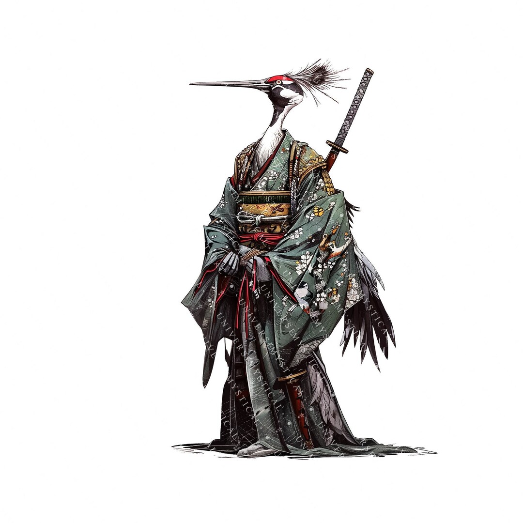 Crane Clipart, Crane Samurai Clipart PNG, High Resolution 300 DPI ...