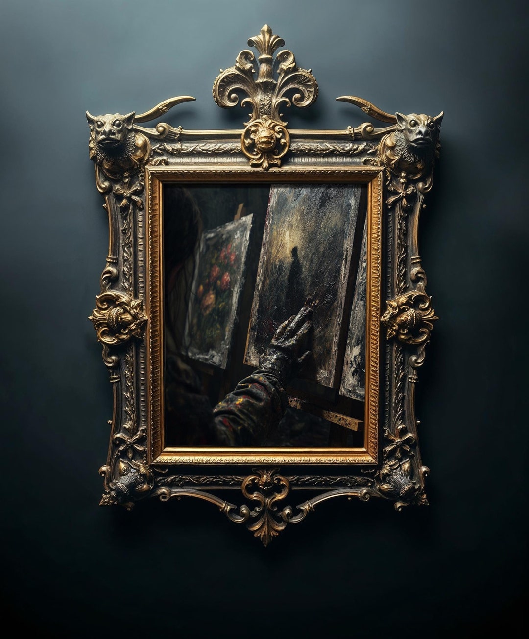 Gothic Painter Painting With Hands Oil Painting Print, Printable ...
