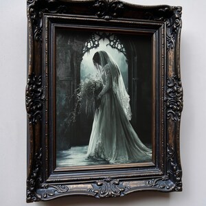 Gothic Ghostly Bride Oil Painting Print, Printable Vintage Dark Romance ...