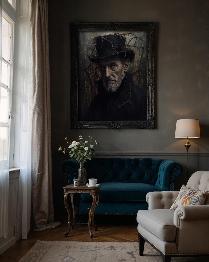 Gothic Victorian Patriarch Old Man Oil Painting Print, Printable ...