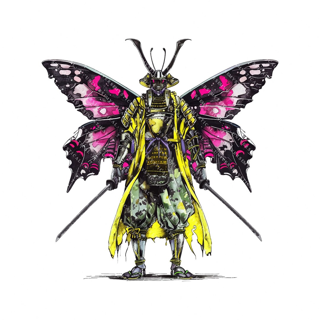 Butterfly Clipart, Butterfly Samurai With a Sword, 300 DPI, Transparent ...