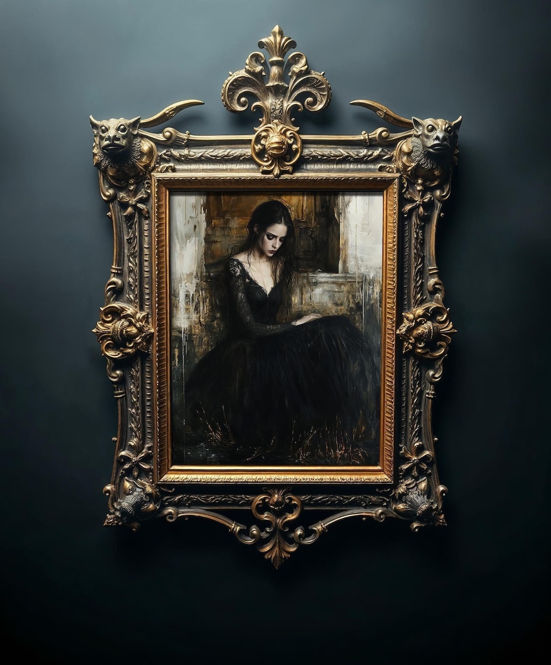 Gothic Glamorous Opera Singer Oil Painting Print, Printable Vintage ...