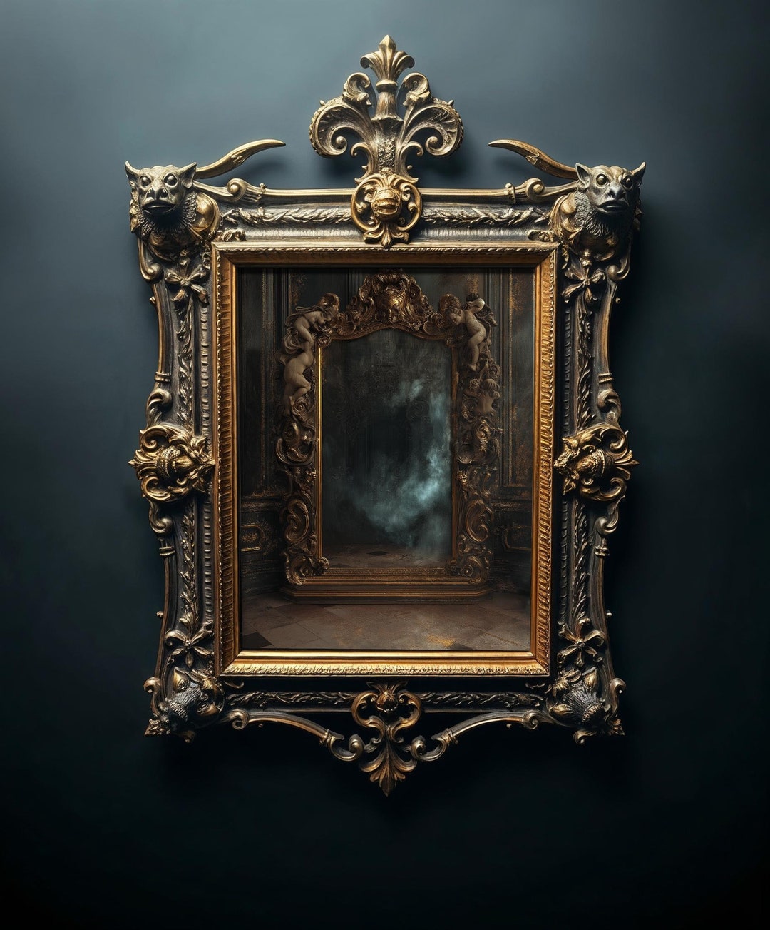 Gothic Cherub Mirror Print, Dark Baroque Art (PNG) - Etsy