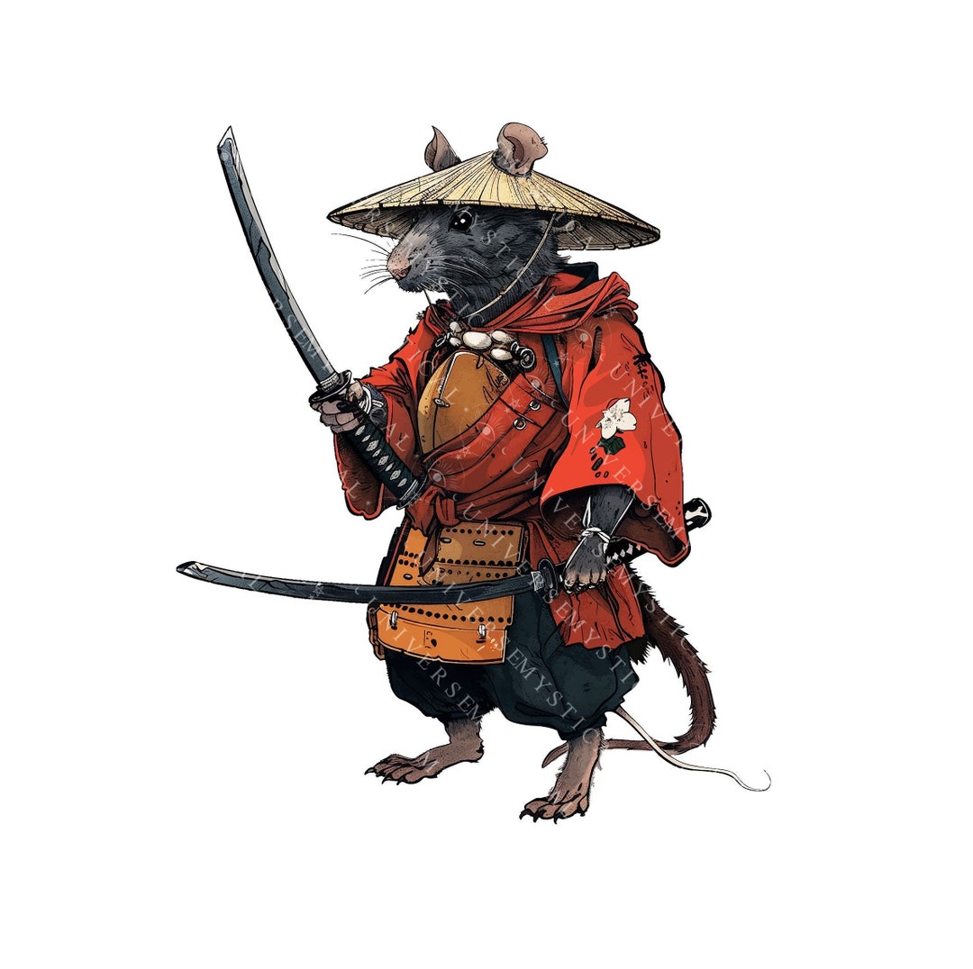 Rat Clipart, Rat Samurai With a Sword, 300 DPI, Transparent Background ...