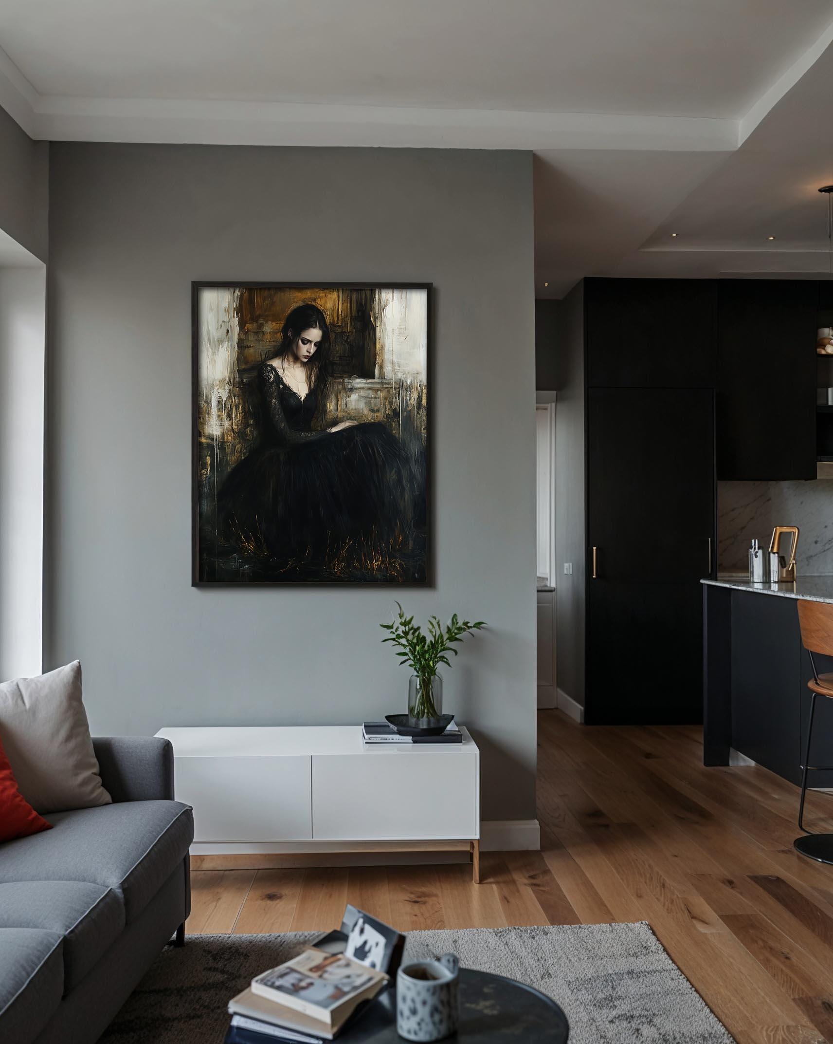 Gothic Glamorous Opera Singer Oil Painting Print, Printable Vintage ...