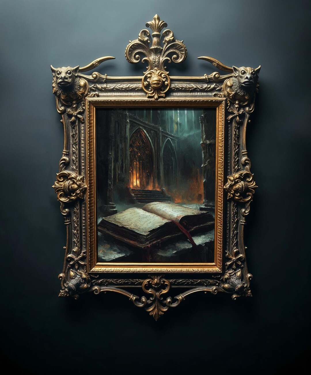Gothic Tattered Book Oil Painting Print, Printable Vintage Dark Romance ...