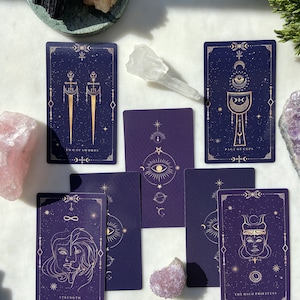 DARK PURPLE GOLD Tarot Deck 78 Cards, Mystical Universe, Tarot Deck ...