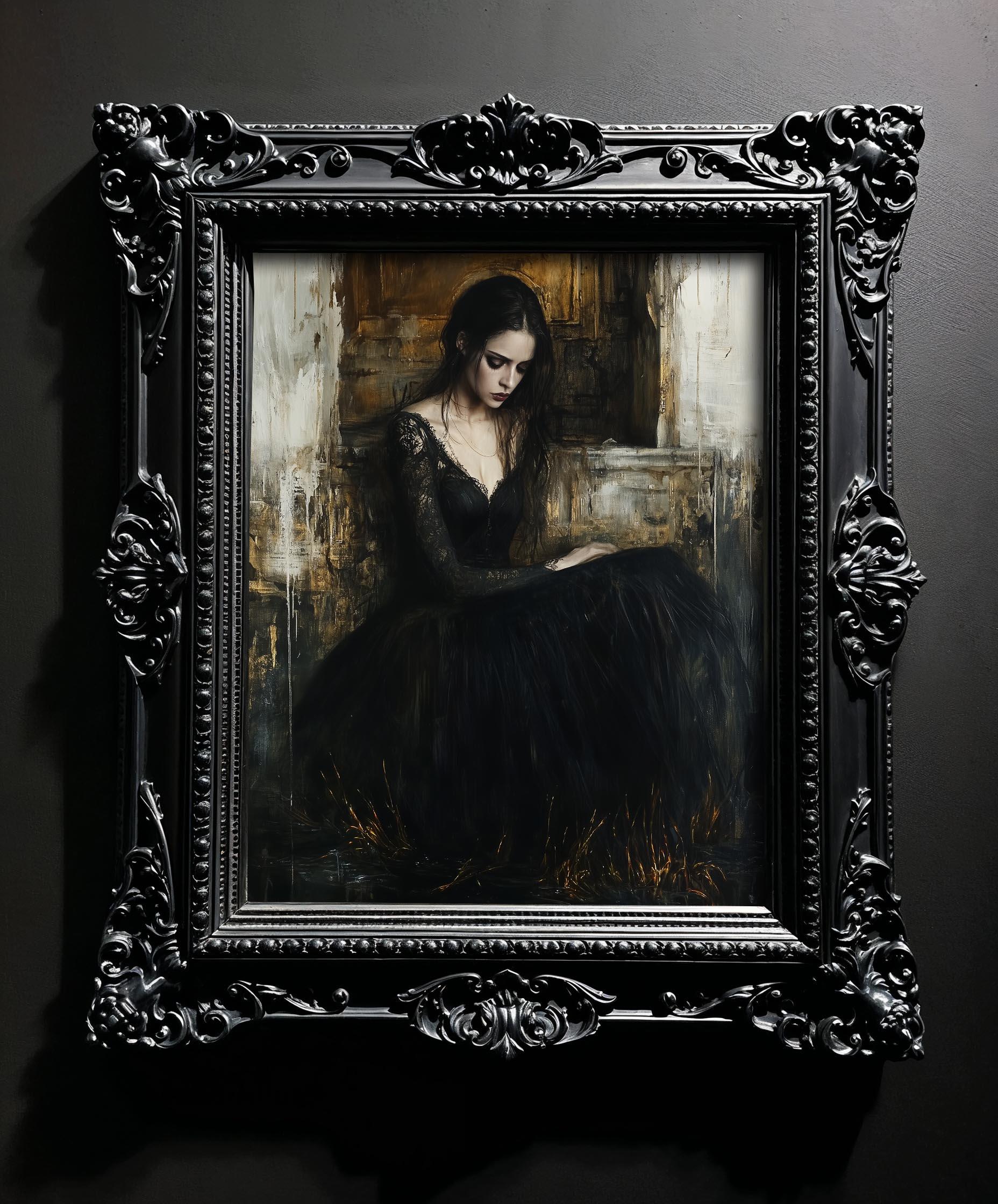 Gothic Glamorous Opera Singer Oil Painting Print, Printable Vintage ...