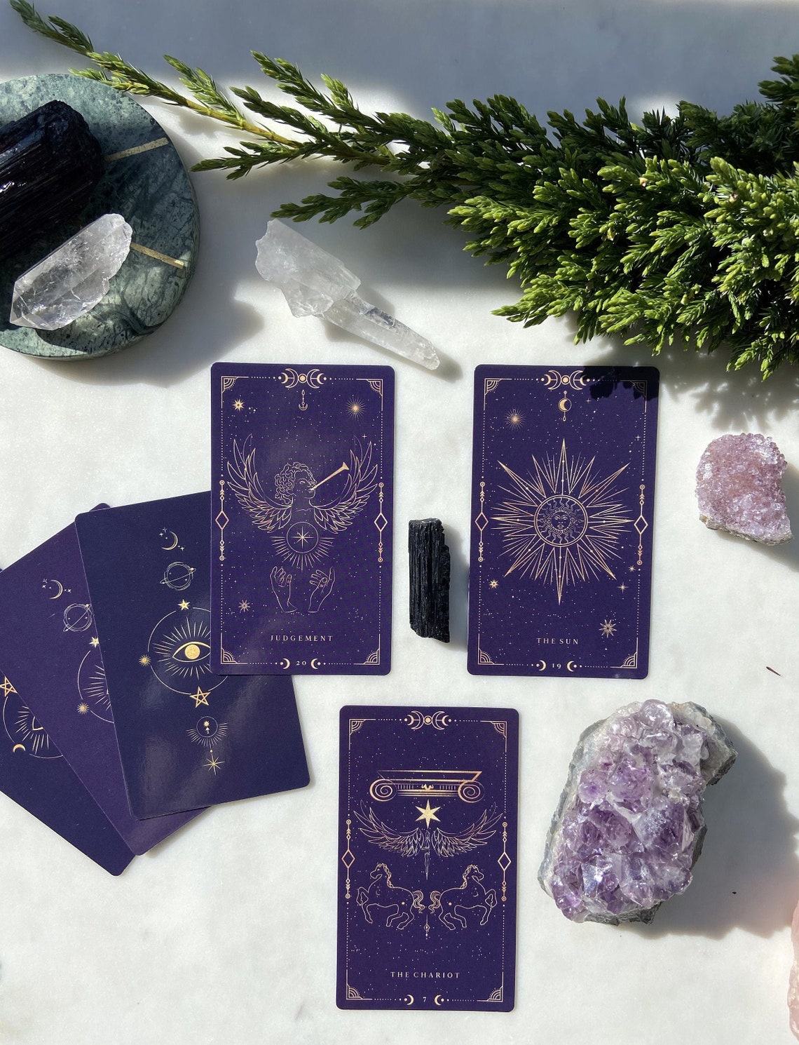 DARK PURPLE GOLD Tarot Deck 78 Cards Mystical Universe Tarot - Etsy