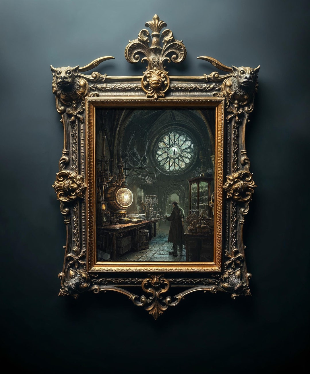 Gothic Inventor in A Workshop Oil Painting Print, Printable Vintage ...