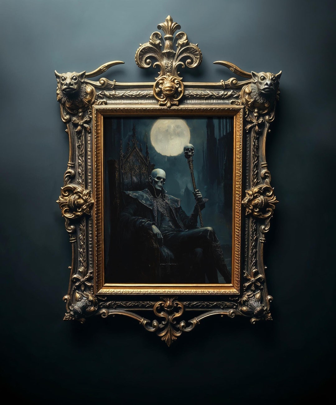 Gothic Skull Aristocrat Oil Painting Print, Printable Vintage Dark ...