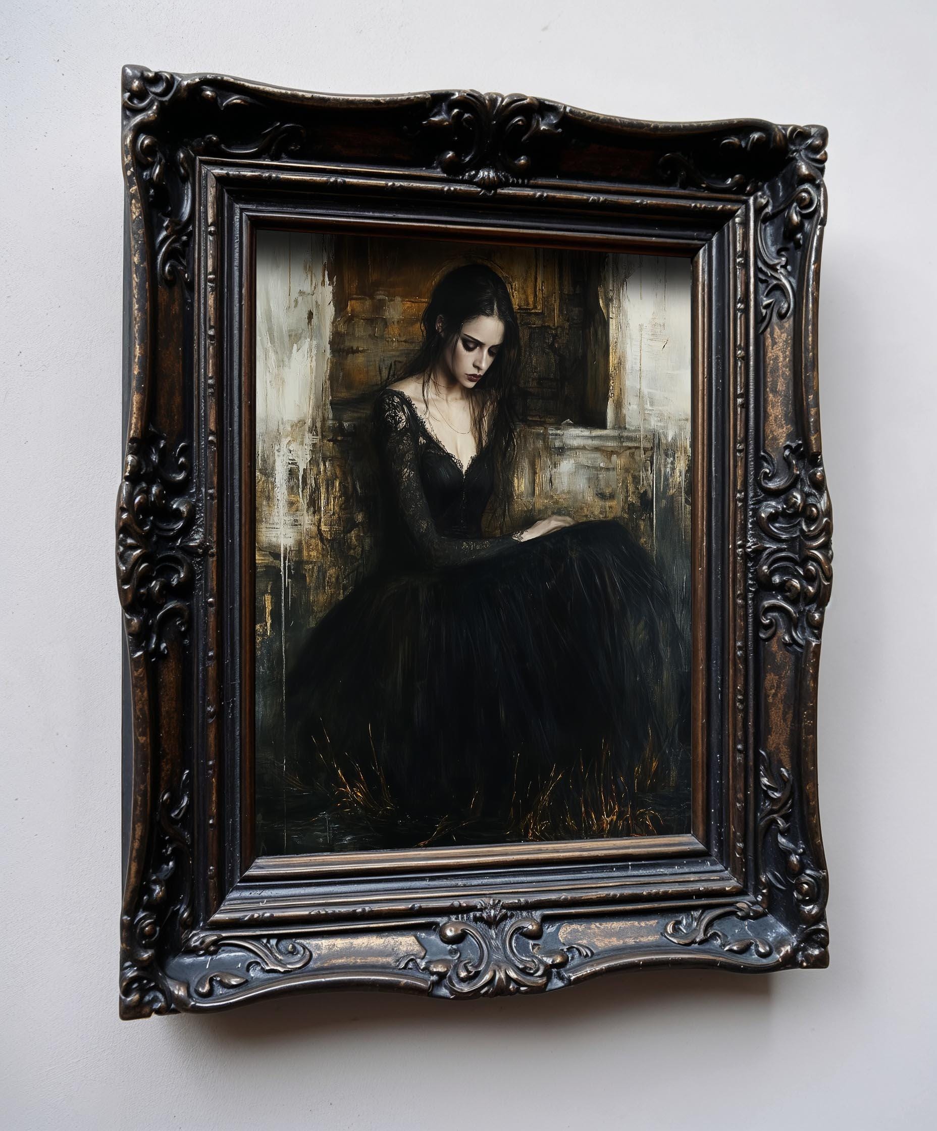 Gothic Glamorous Opera Singer Oil Painting Print, Printable Vintage ...