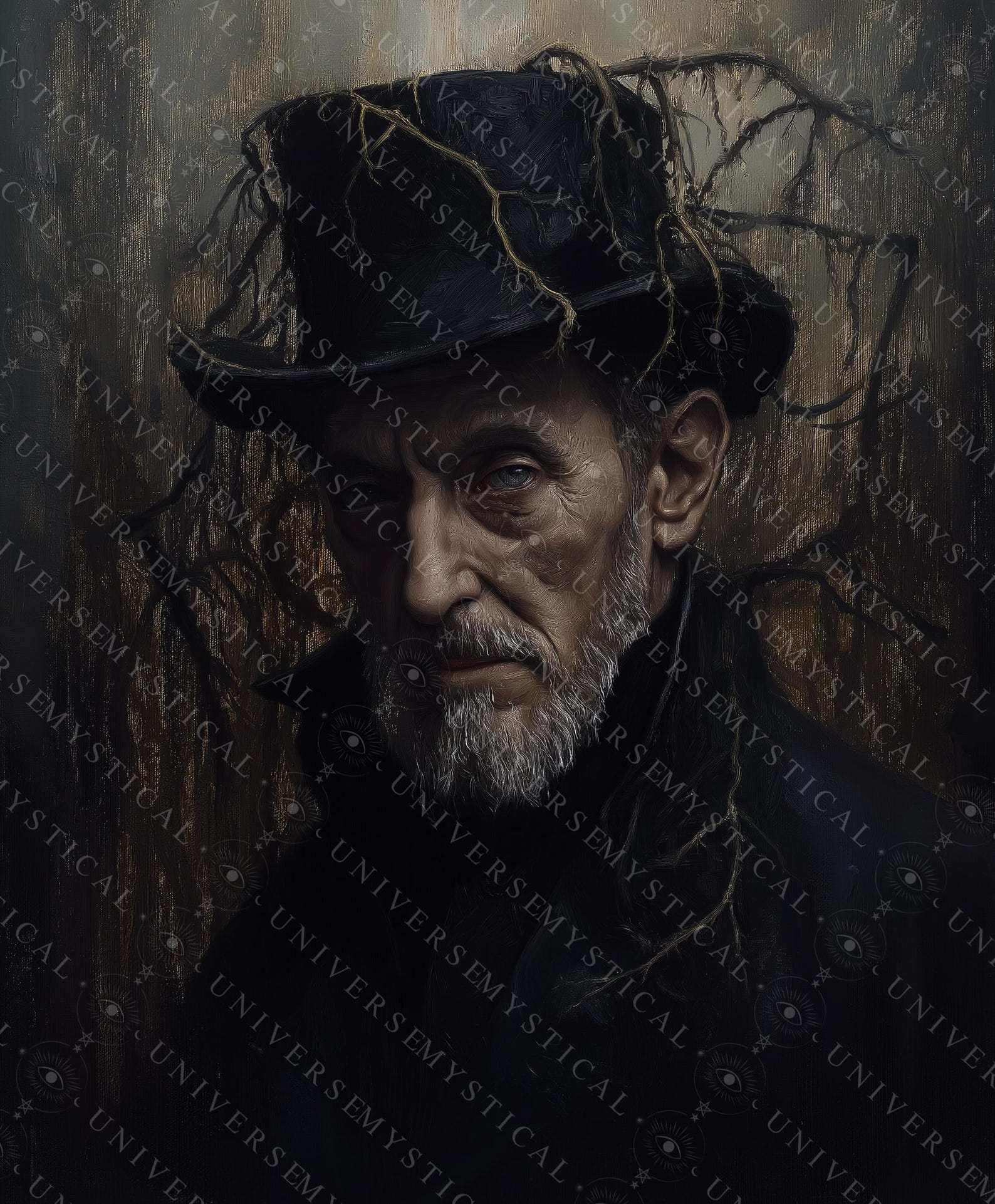 Gothic Victorian Patriarch Old Man Oil Painting Print, Printable ...