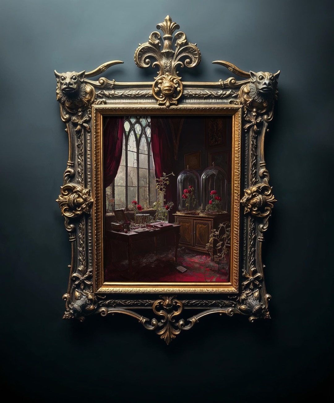 Gothic Vampires Study Roses Botanical Mysteries Glass Oil Painting ...