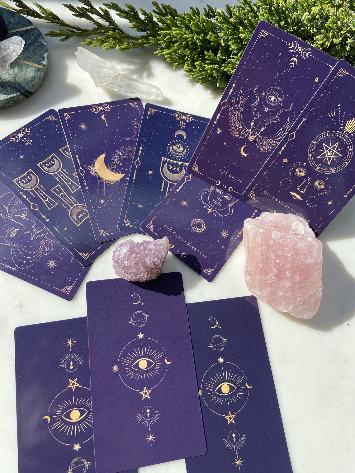DARK PURPLE GOLD Tarot Deck 78 Cards Mystical Universe Tarot - Etsy