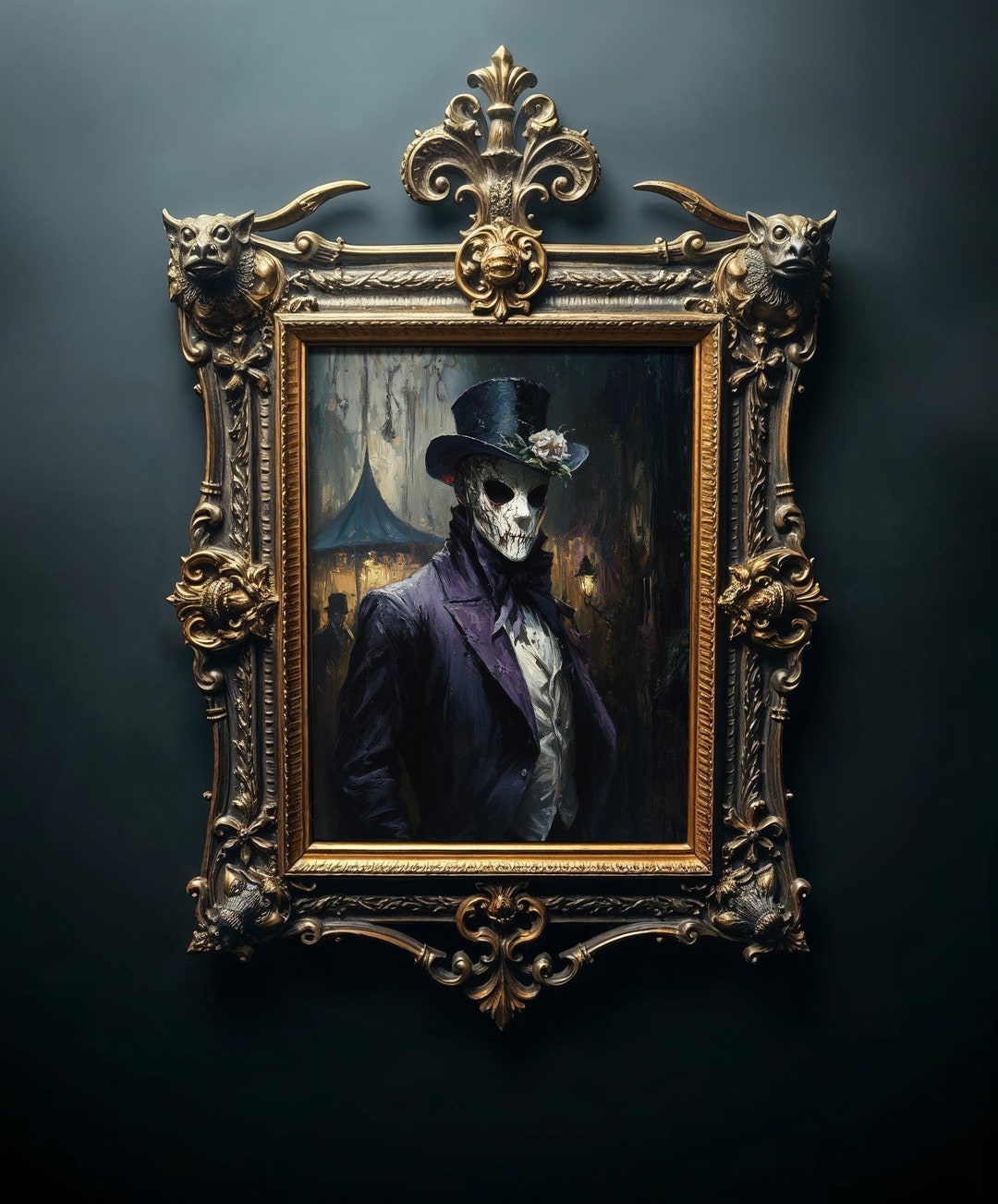 Gothic Ringmaster in A Porcelain Mask Oil Painting Print, Printable ...