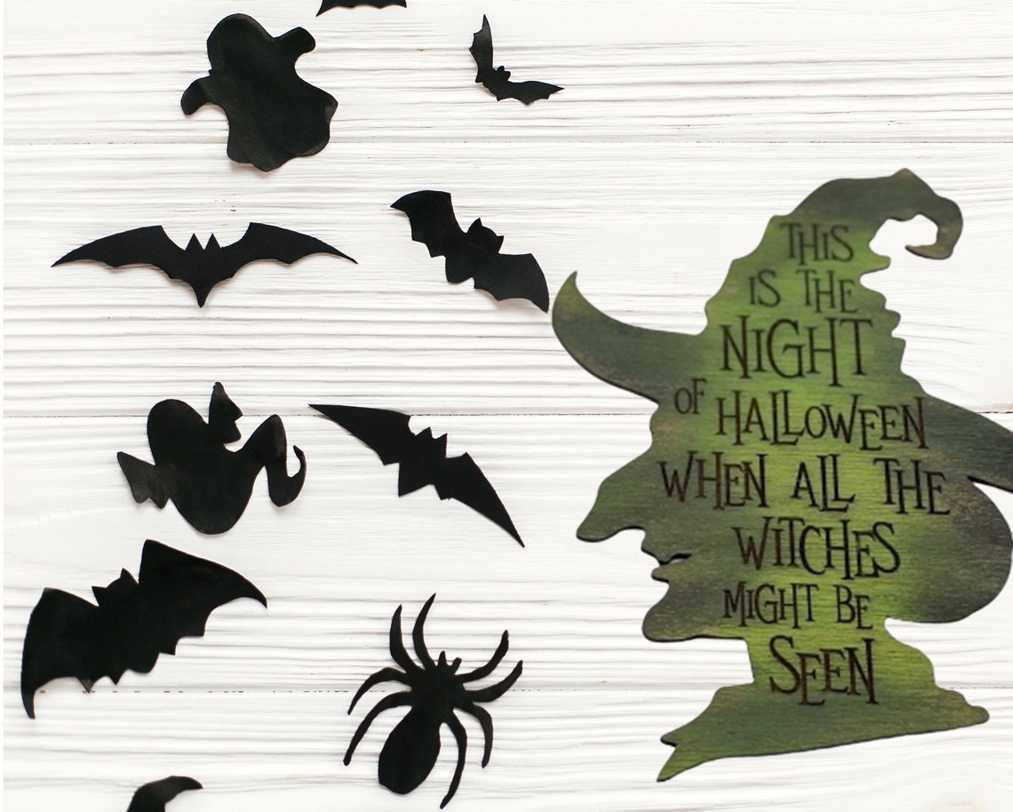 Witch Head Silhouette Witch SVG Halloween Sign Decor - Etsy