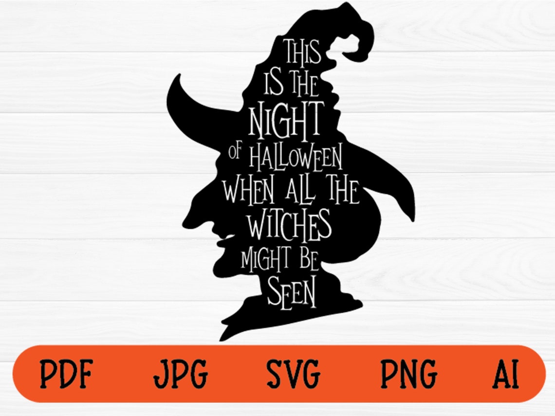 Witch Head Silhouette Witch SVG Halloween Sign Decor - Etsy