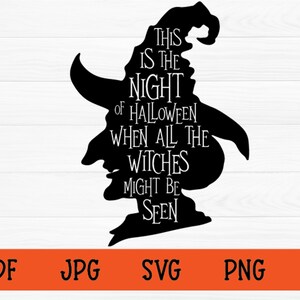 Witch Head Silhouette || Witch SVG || Halloween Sign Decor || Night of ...