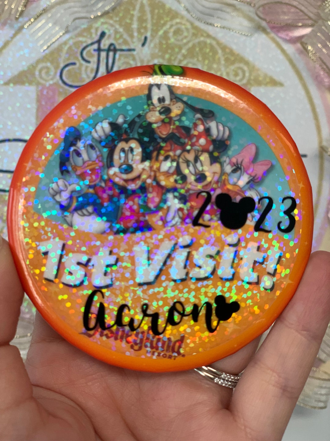 Disney Button Overlay, Name, and Year - Etsy