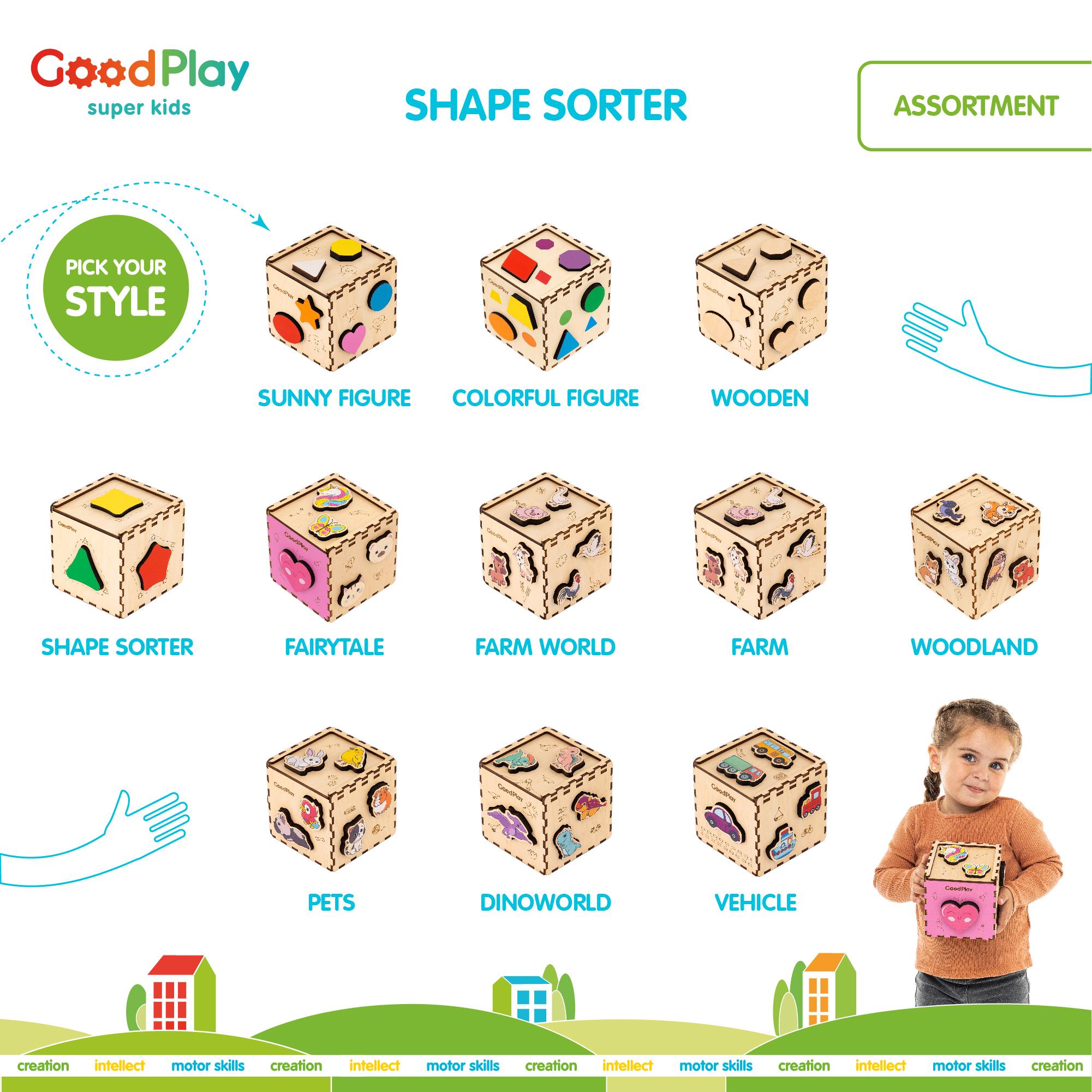 Wooden Farm Animal Sorting Cube: Montessori Toddler Toy, Shape Sorter ...