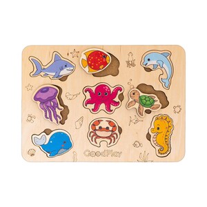 Ocean Animal Wooden Shape Sorter - Marine Animals Busy Puzzle ...