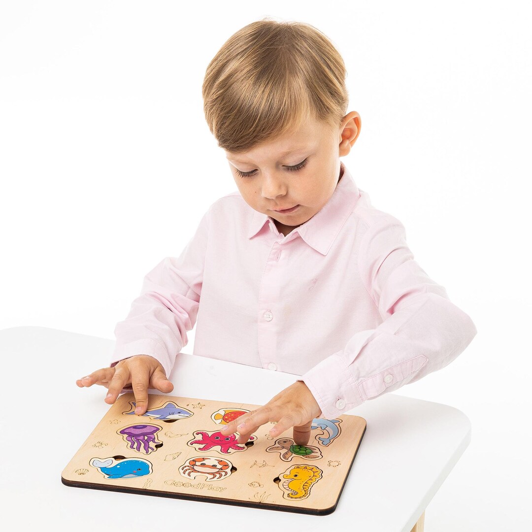 Ocean Animal Wooden Shape Sorter - Marine Animals Busy Puzzle ...