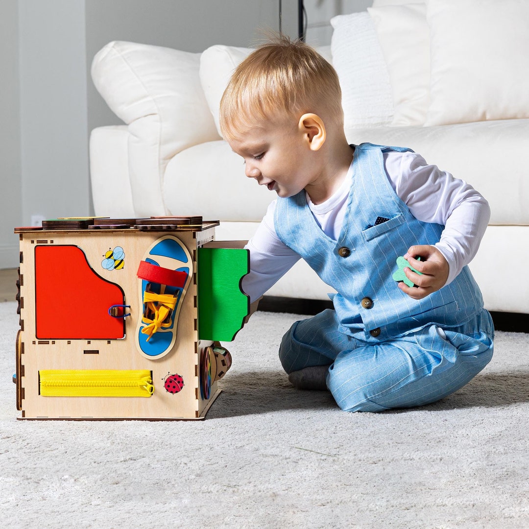 Busyboard Busy Cube - Wooden Montessori Toy for 1st Birthdays ...
