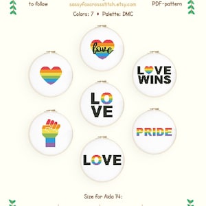 LGBT Cross Stitch Pattern. Bundle of 7 Rainbow Charts. Instant Download ...