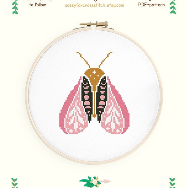 Moth Cross Stitch Pattern - Etsy UK