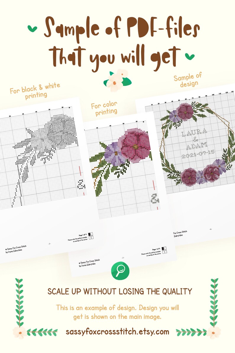 New Baby Cross Stitch Pattern Easy DIY Floral Birth | Etsy