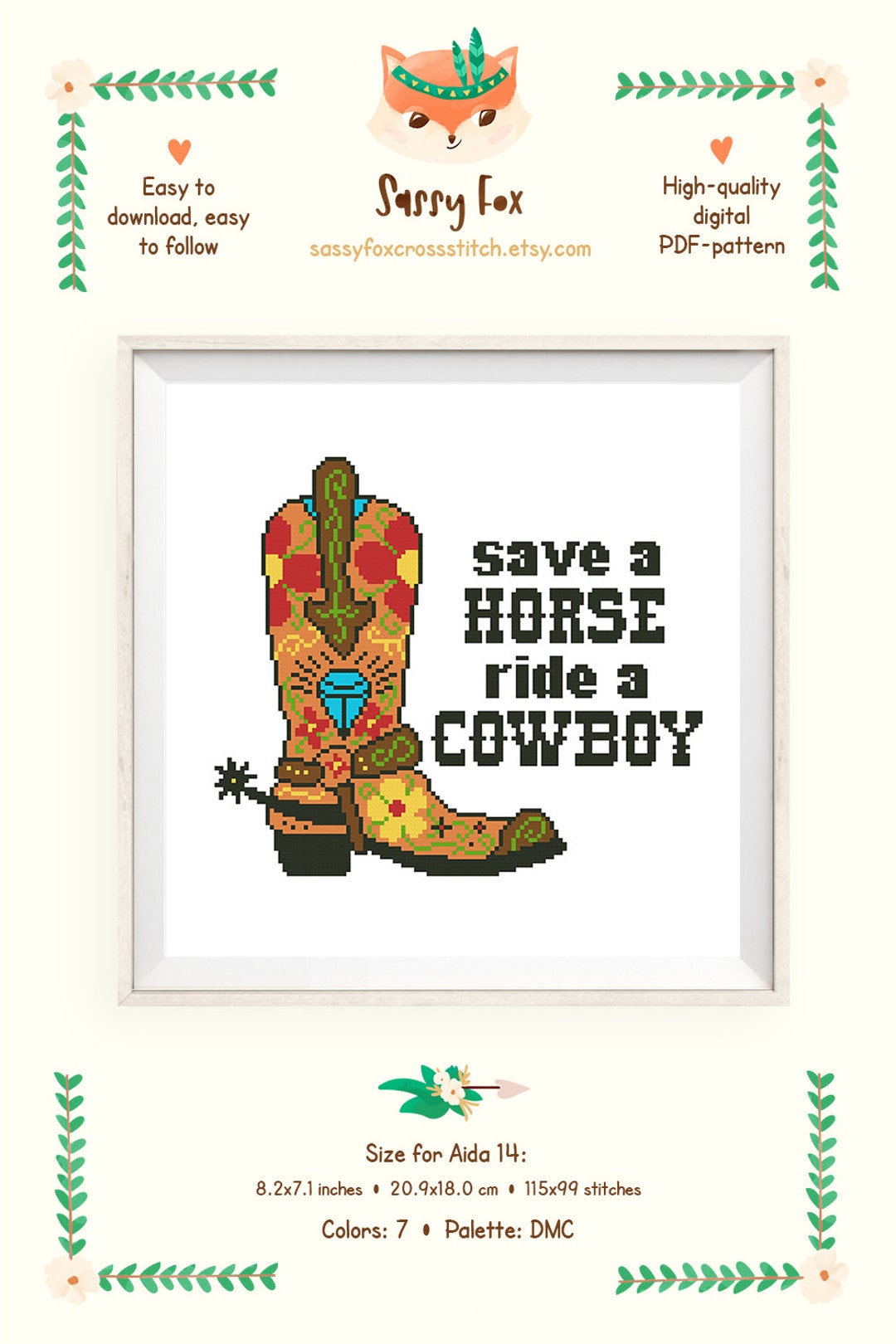 Cowboy Cross Stitch Pattern. Cowboy Boot Chart. State Texas - Etsy