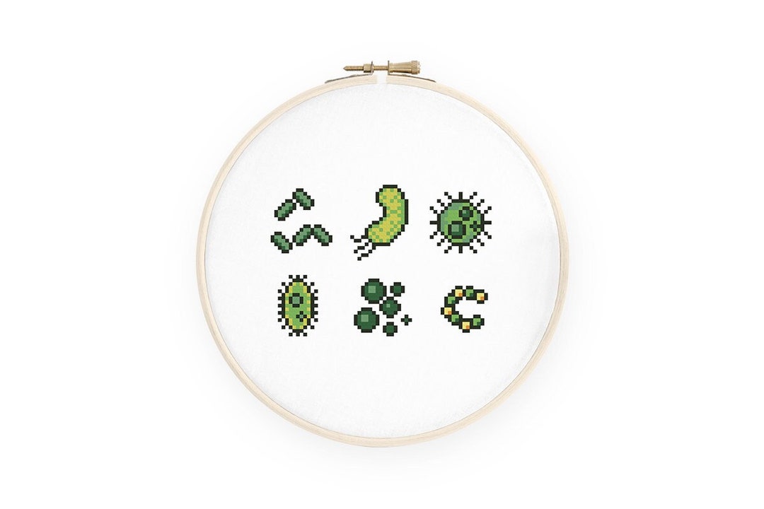 Pixel Bacteria Cross Stitch Pattern. 8-bit Microbes Chart. Instant ...