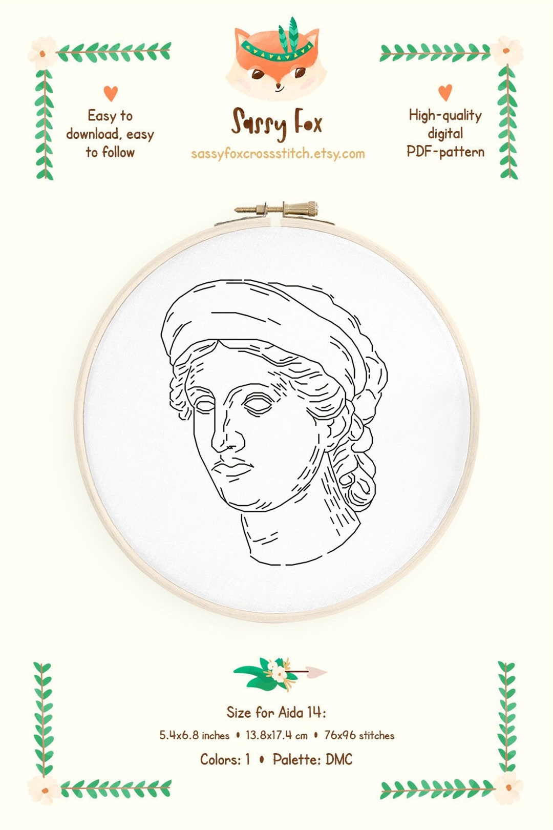 Greek Goddess Cross Stitch Pattern. Antique Greek Sculpture. Blackwork ...